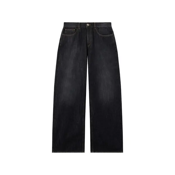 Palm Angels Grey Denim Wide-leg Jeans - Gray