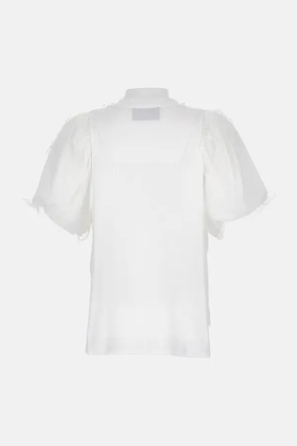Simone Rocha T-shirt With Puff Sleeves And Embroidered Tulle