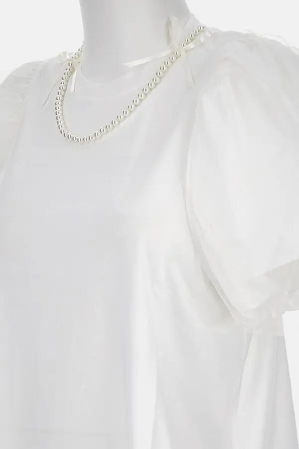 Simone Rocha T-shirt With Puff Sleeves And Embroidered Tulle