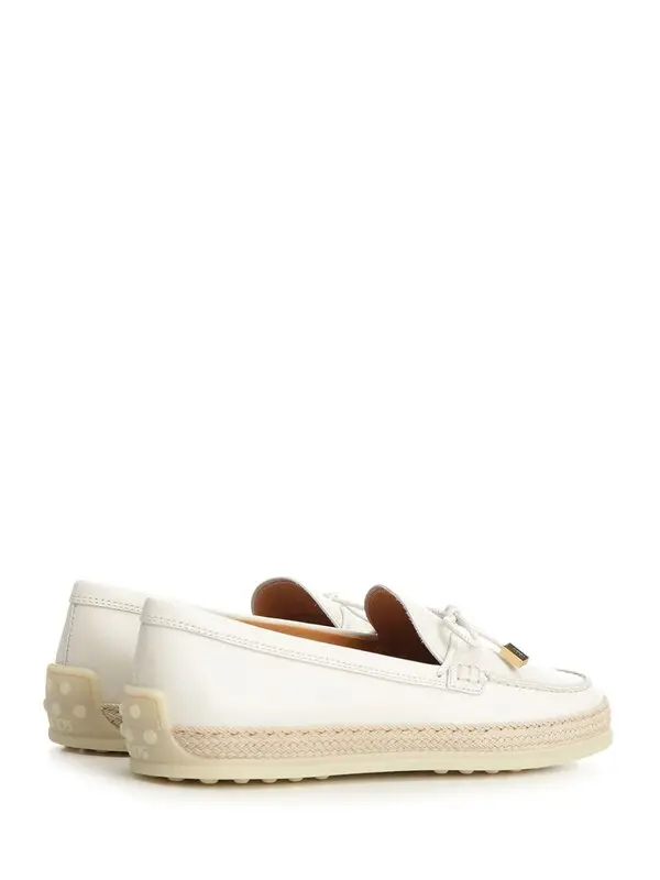 TOD'S Soft Calfskin Loafers With Raffia Weave Sole