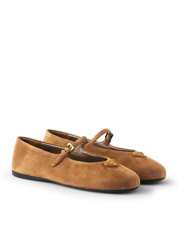 Prada Suede Ballerinas With Metal Buckle