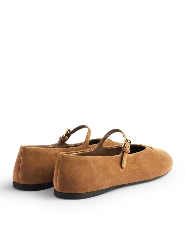Prada Suede Ballerinas With Metal Buckle
