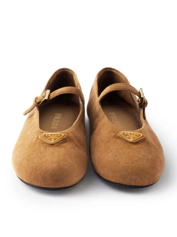 Prada Suede Ballerinas With Metal Buckle