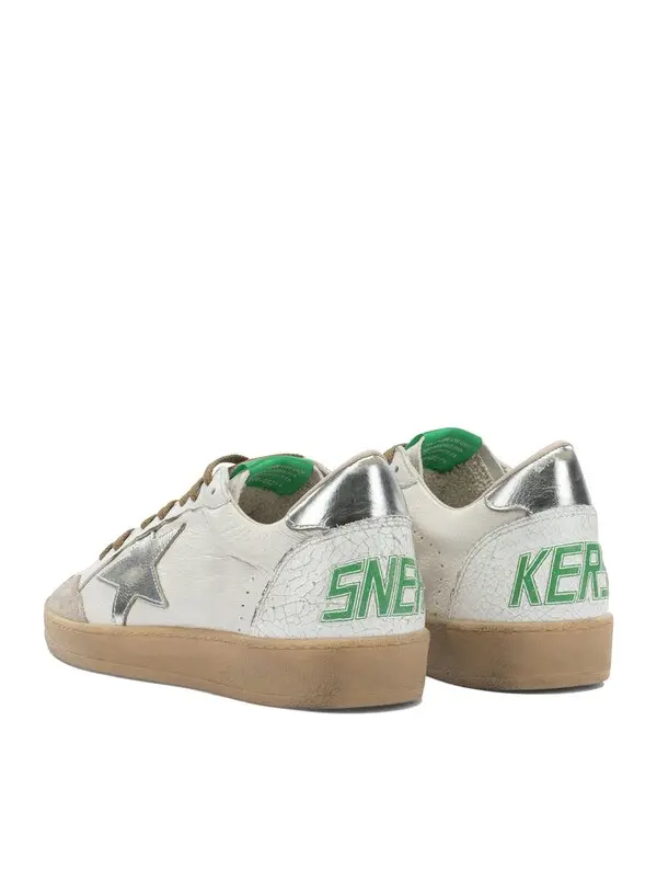 GOLDEN GOOSE Ball-star Sneakers In White Leather With Silver Star