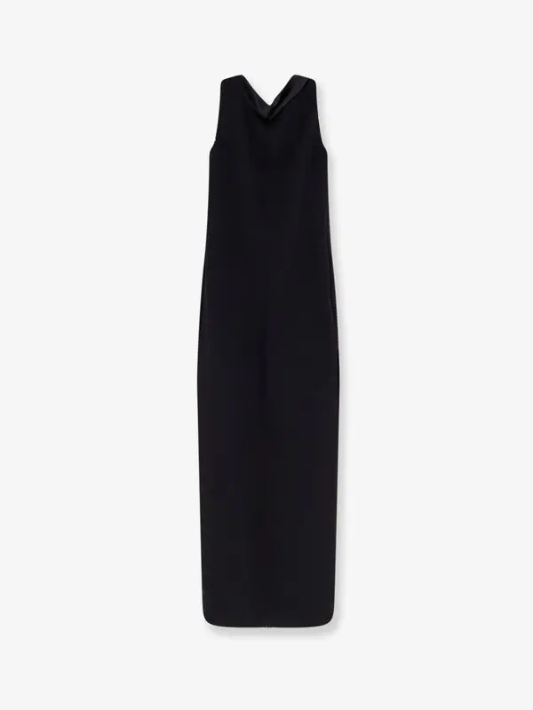 Max Mara Sleeveless Long Dress With Satin Trim - Multicolor