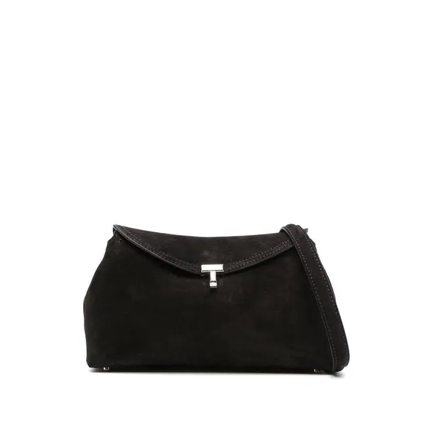 TOTEME Suede T-lock Fastening Clutch Bag - Brown