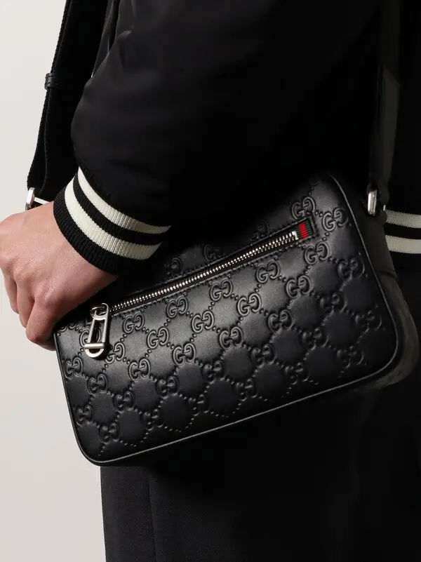 Gucci Gg Emblem Leather Crossbody Bag
