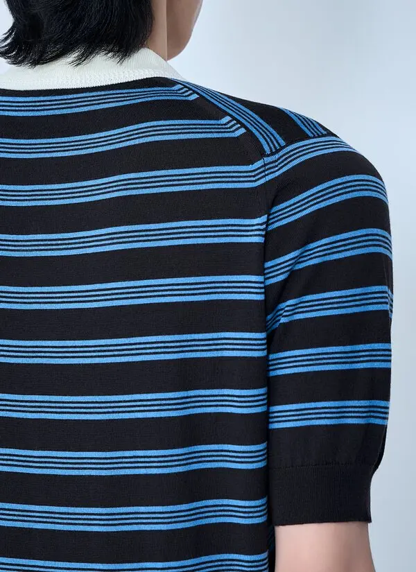 WALES BONNER Striped Knit Polo Shirt
