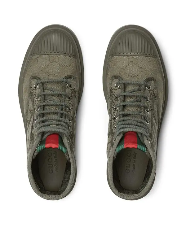 Gucci Gg Canvas Combat Boots With Web Detail