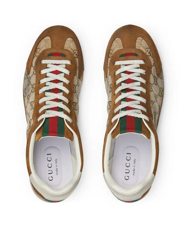 Gucci Canvas And Suede Lace-up Low-top Sneakers