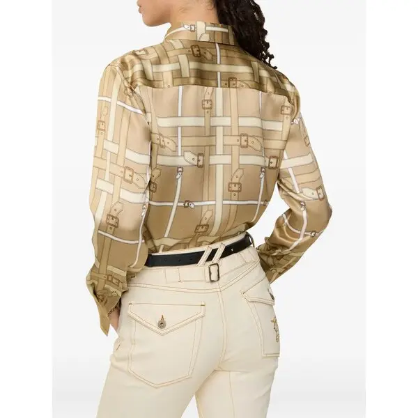 Burberry Belt Buckle Pattern Viscose Shirt - Cream