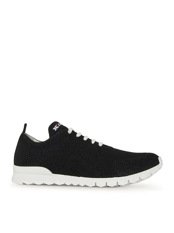 Kiton Knit Running Sneakers With Red Tipped Laces - Black