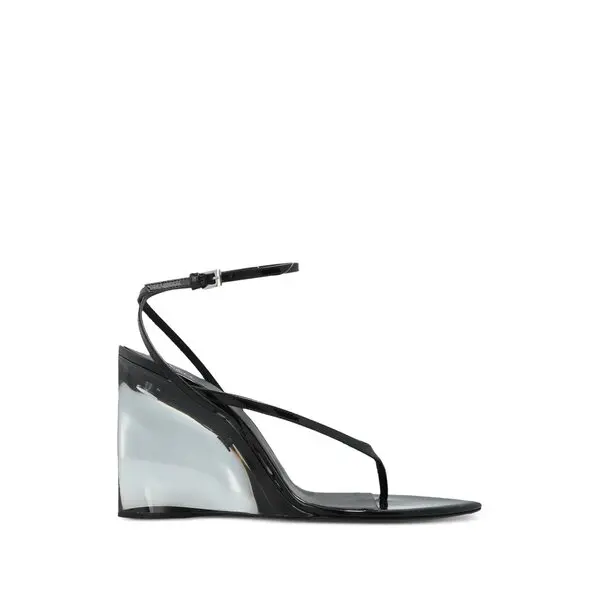 Alaïa Patent Calf Leather Wedge Sandals - Black