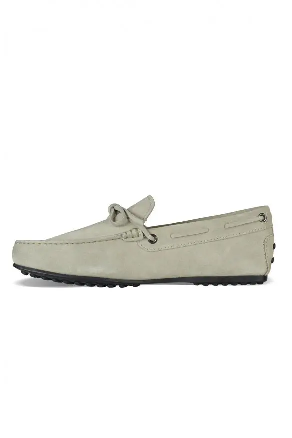 TOD'S Suede Loafers With Tie Fastening - Gray