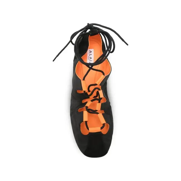 Alaïa Lace-up Ballet Flats - Black