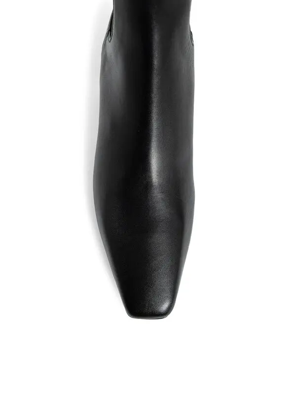 TOTEME Leather Mid Heel Boots - Black