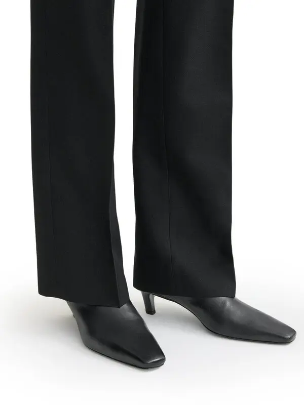 TOTEME Leather Mid Heel Boots - Black