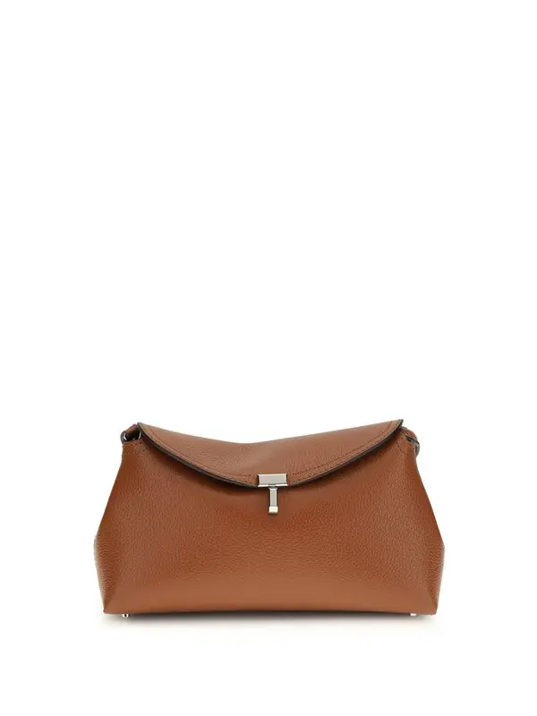 TOTEME T-lock Clutch Bag In Palmellato Leather - Brown