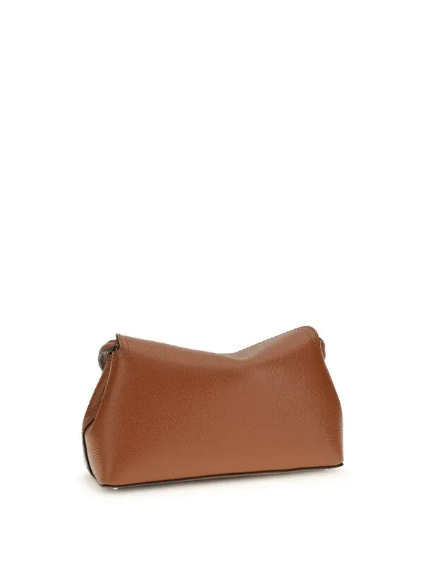 TOTEME T-lock Clutch Bag In Palmellato Leather - Brown