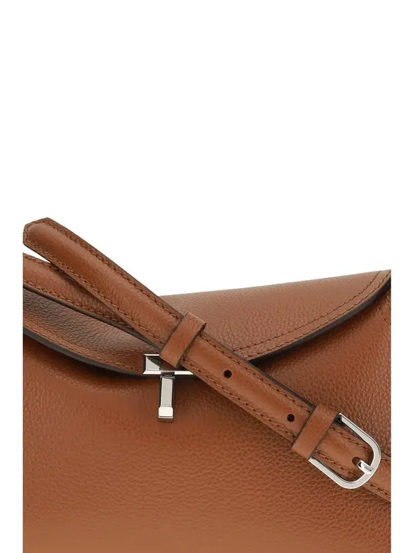 TOTEME T-lock Clutch Bag In Palmellato Leather - Brown