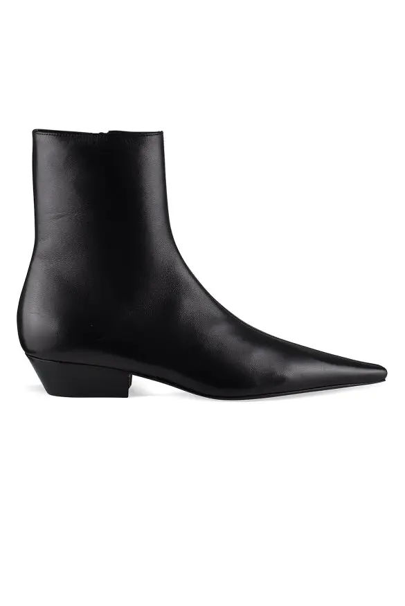 Saint Laurent Jill Pointed Toe Zip Up Boots - Black