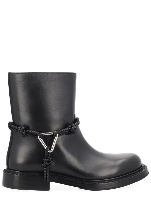 Bottega Veneta Calf Leather Braided Detail Boots - Black