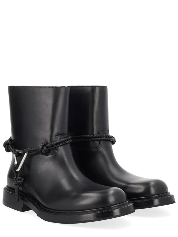 Bottega Veneta Calf Leather Braided Detail Boots - Black