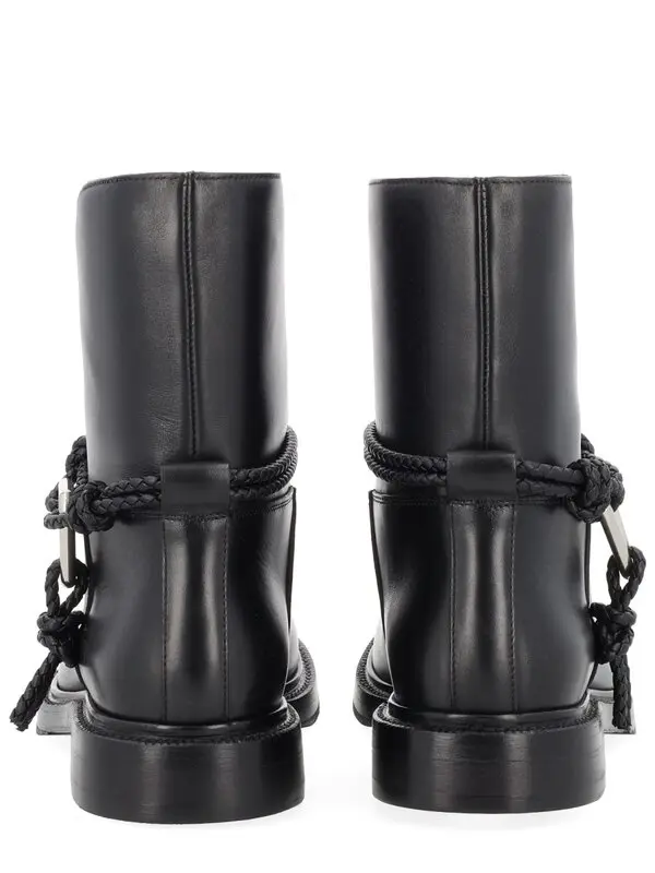 Bottega Veneta Calf Leather Braided Detail Boots - Black