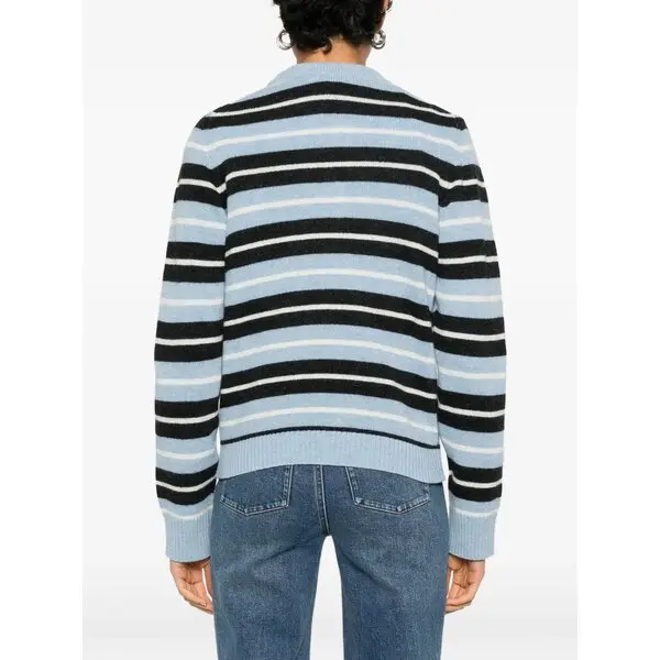 GANNI Striped Wool Blend Sweater With Cat Graphic