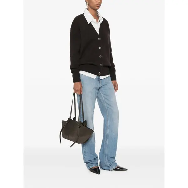 Yuzefi Suede Shoulder Bag With Tie Detail - Brown