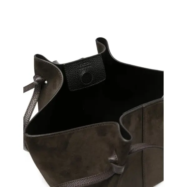 Yuzefi Suede Shoulder Bag With Tie Detail - Brown