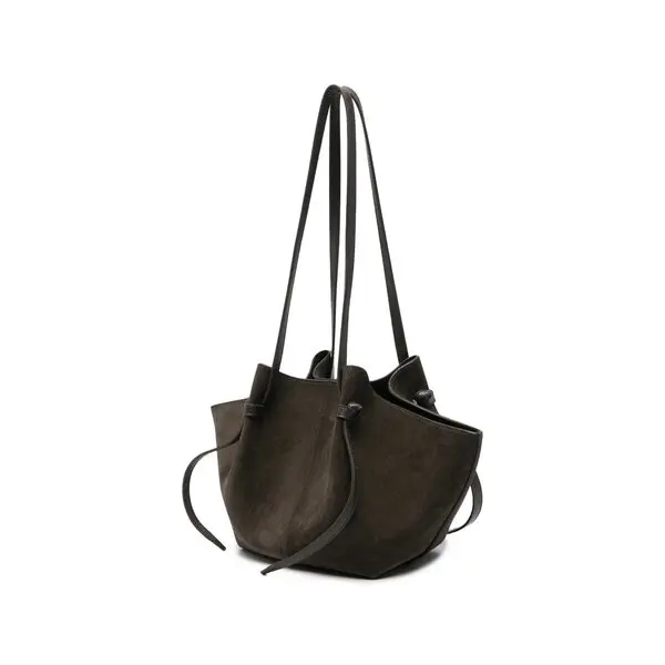 Yuzefi Suede Shoulder Bag With Tie Detail - Brown