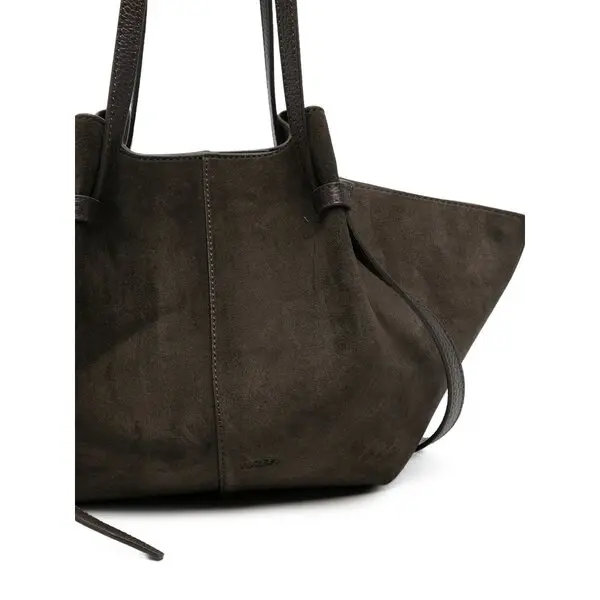 Yuzefi Suede Shoulder Bag With Tie Detail - Brown