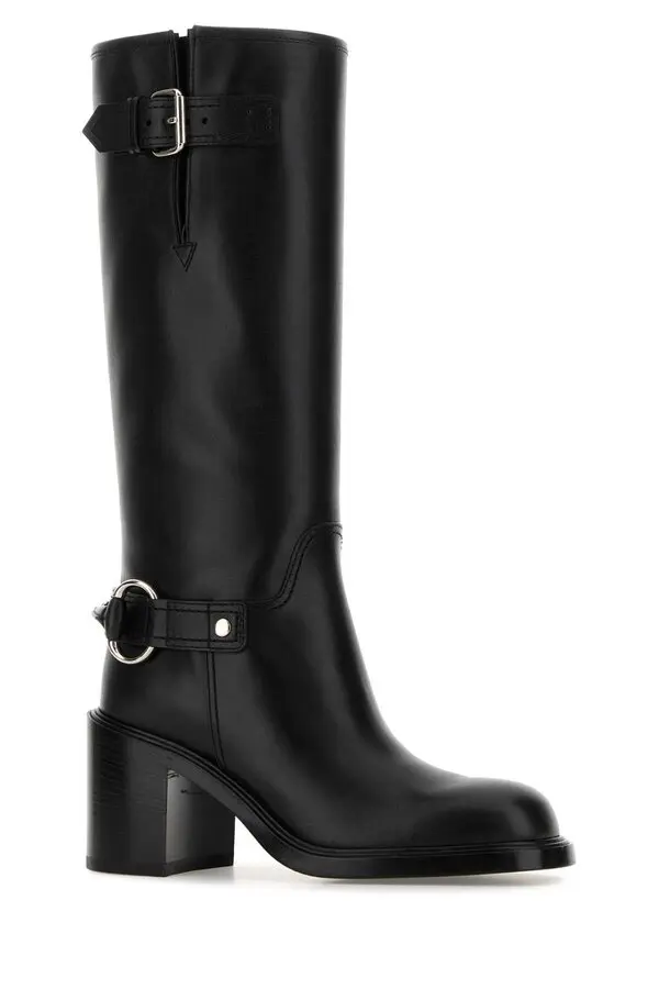 Gucci Leather Buckled Knee High Boots