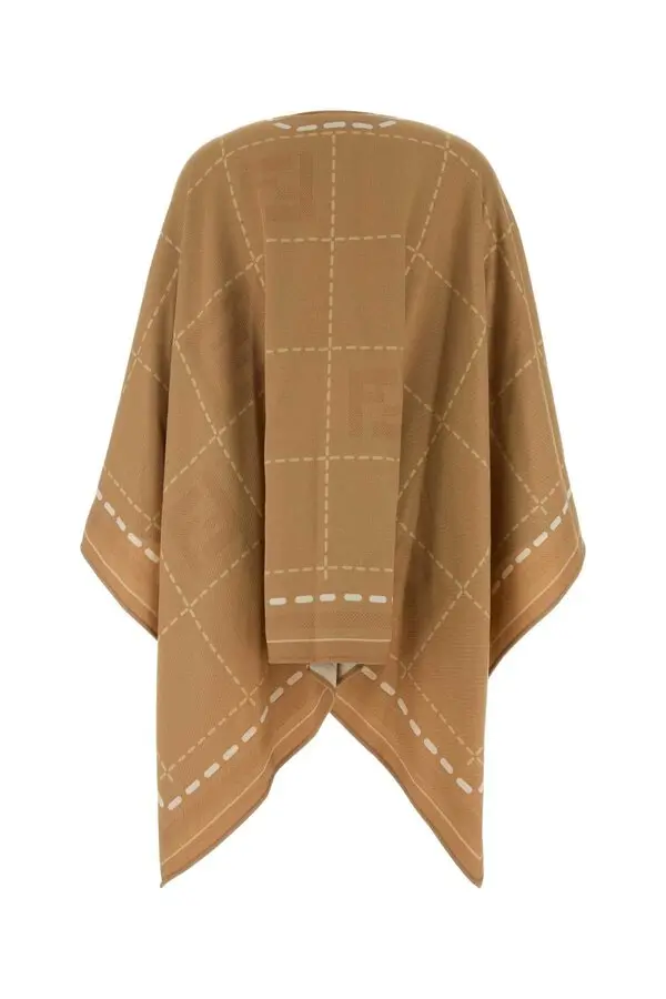 Fendi Embroidered Wool Cape