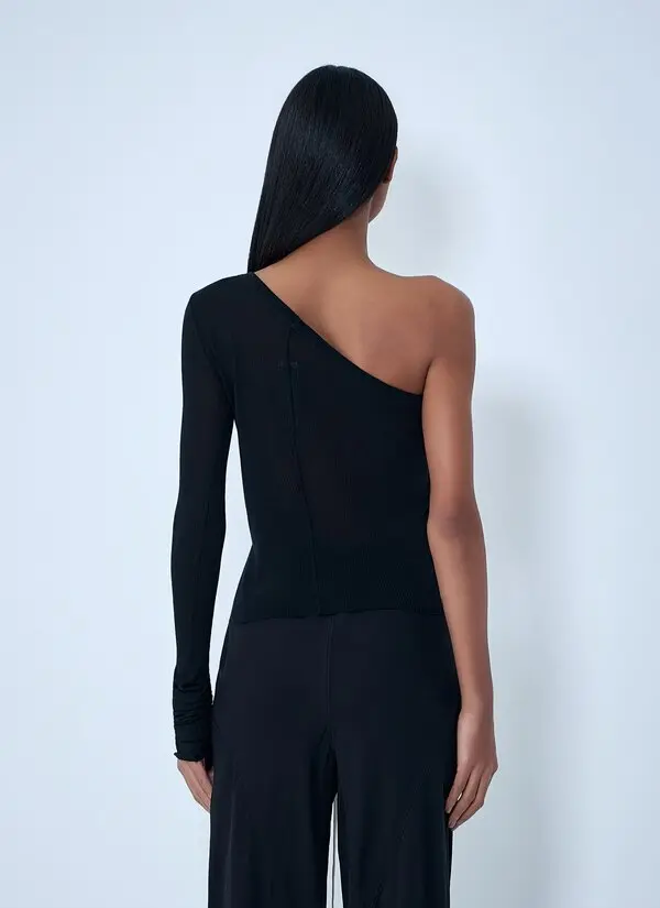 Rick Owens Asymmetric One-shoulder Ribbed Knit Top