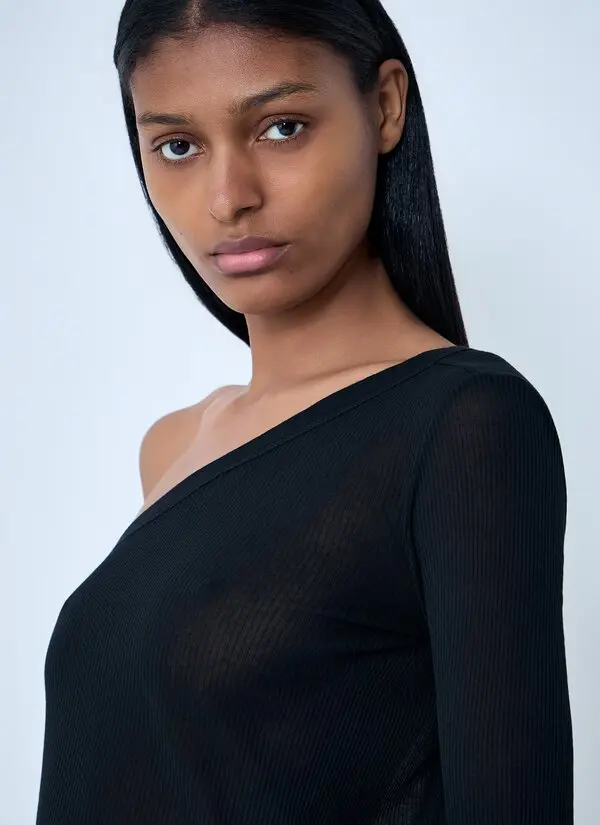 Rick Owens Asymmetric One-shoulder Ribbed Knit Top