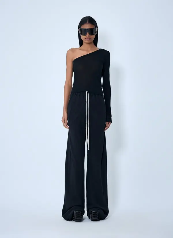 Rick Owens Asymmetric One-shoulder Ribbed Knit Top - Black