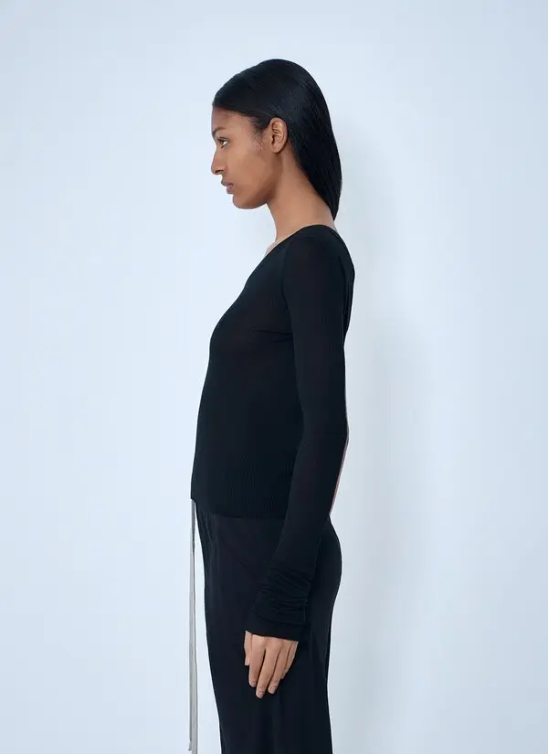 Rick Owens Asymmetric One-shoulder Ribbed Knit Top - Black