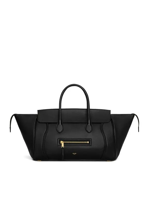 Celine Medium Luggage Bag In Soft Glossy Lambskin - Black