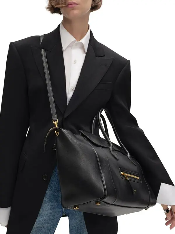 Celine Medium Luggage Bag In Soft Glossy Lambskin - Black