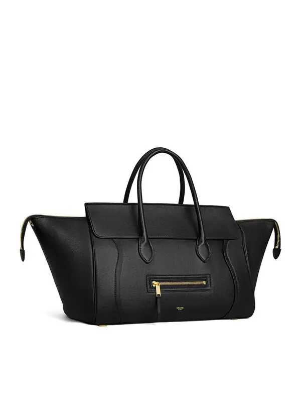 Celine Medium Luggage Bag In Soft Glossy Lambskin - Black