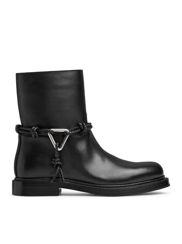 Bottega Veneta Calf Hair Leather Ankle Boots