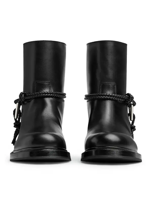 Bottega Veneta Calf Hair Leather Ankle Boots