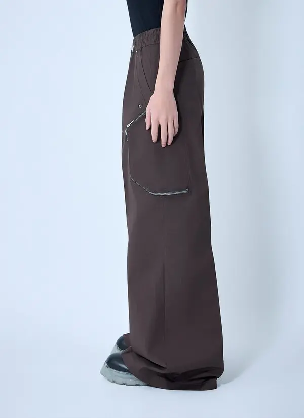 Rick Owens Wide-leg Trousers With Drawstring Waist And Zip Details - Brown