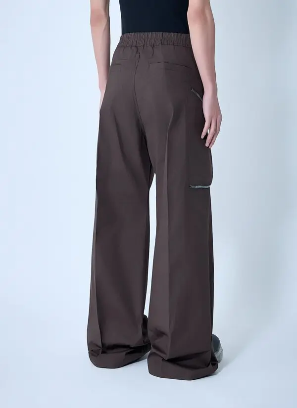 Rick Owens Wide-leg Trousers With Drawstring Waist And Zip Details - Brown