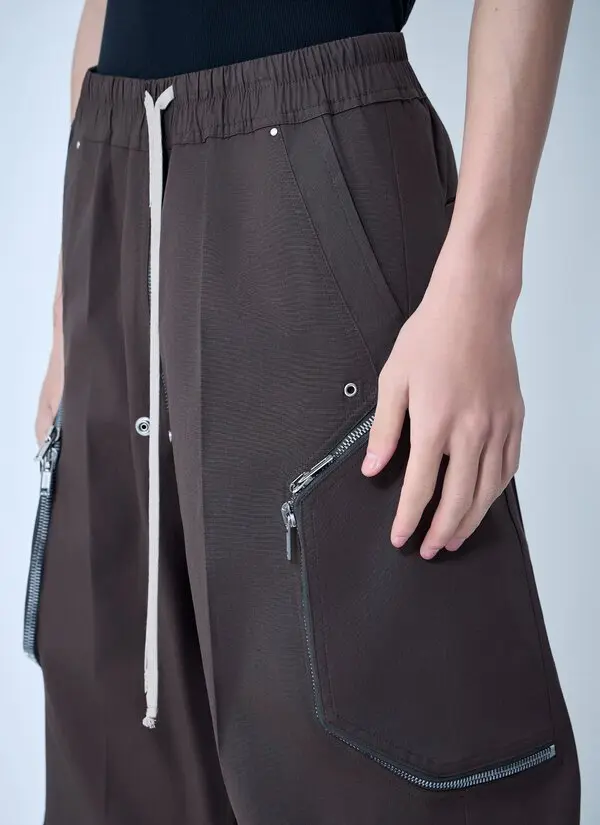 Rick Owens Wide-leg Trousers With Drawstring Waist And Zip Details - Brown