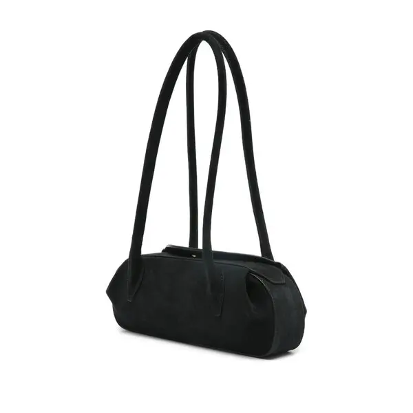 Yuzefi Suede Shoulder Bag With Magnetic Fastening - Black