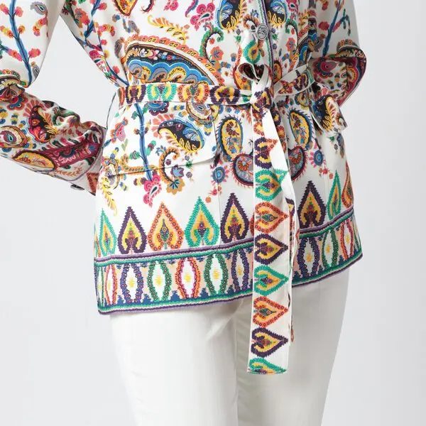 Etro Paisley Print Belted Shirt Jacket