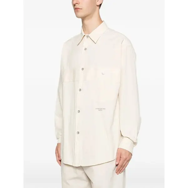Stone Island Spread Collar Cotton Shirt Jacket - Cream